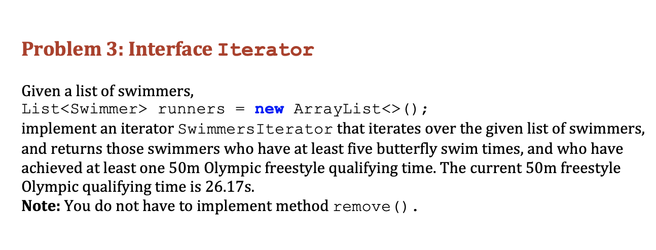 Solved Problem 3 Interface Iterator Given A List Of 