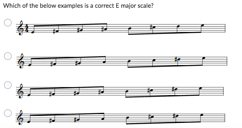 Which of the below examples is a correct E major | Chegg.com