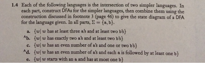 Solved Each of the following languages is the intersection | Chegg.com