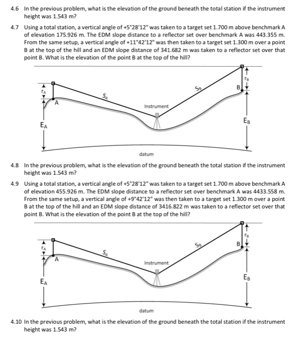 Solved 4.5 Using a total station, a vertical angle of +5 | Chegg.com