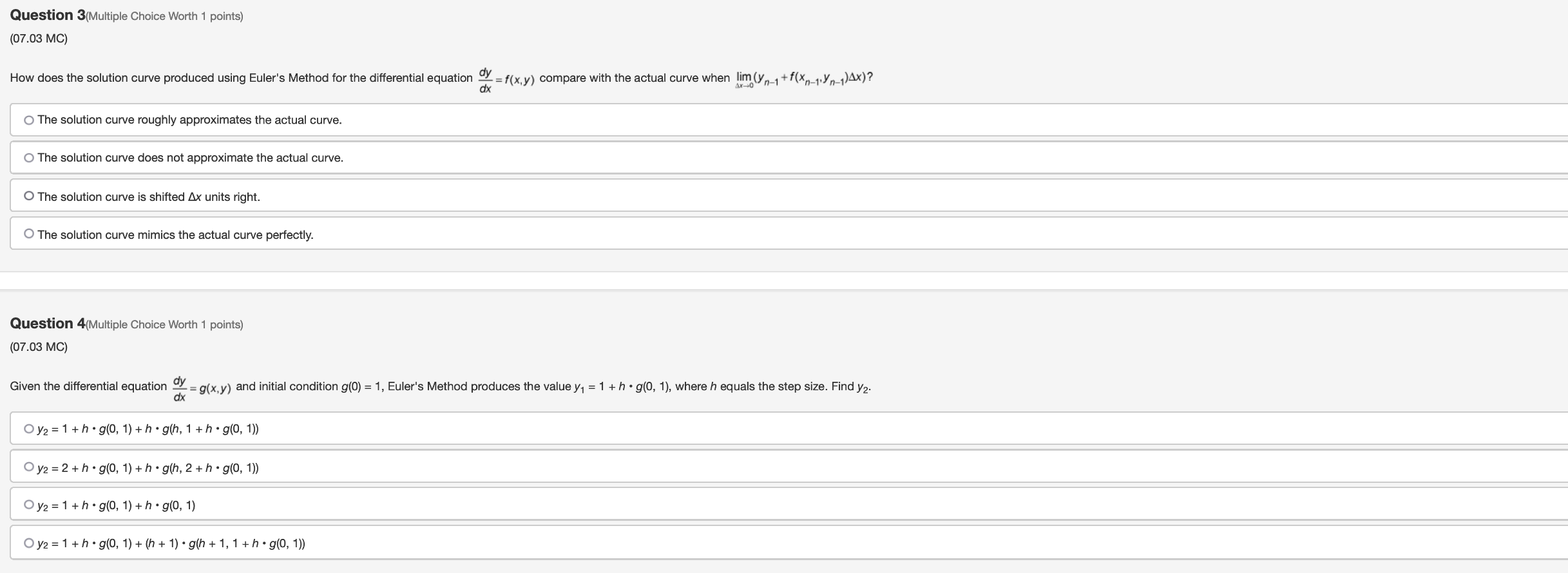 Solved Question 3(Multiple Choice Worth 1 points) (07.03 MC) | Chegg.com