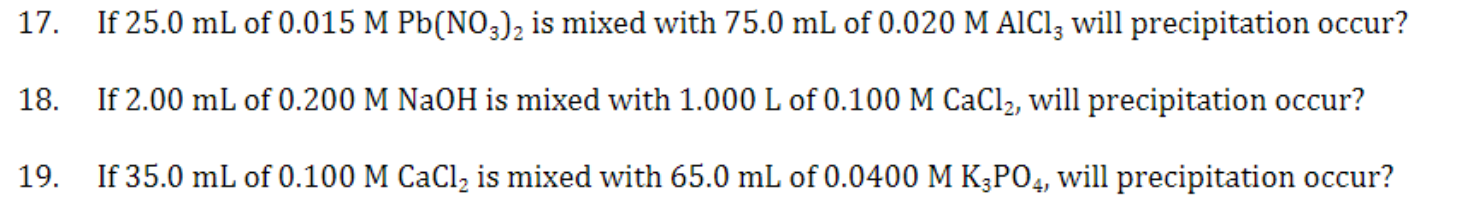 Solved If 25.0mL ﻿of 0.015MPb(NO3)2 ﻿is mixed with 75.0mL | Chegg.com