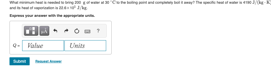 Solved What minimum heat is needed to bring 200g ﻿of water | Chegg.com