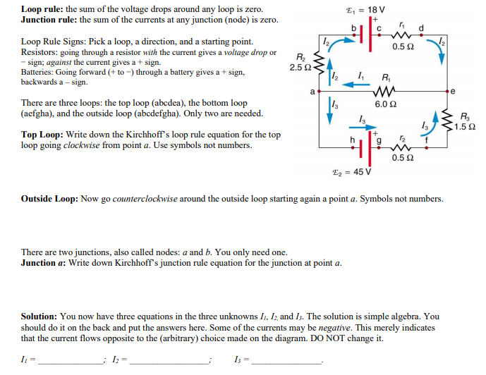 Solved E = 18 V b 0.522 RE 2.5 2 ş Loop rule: the sum of the | Chegg.com