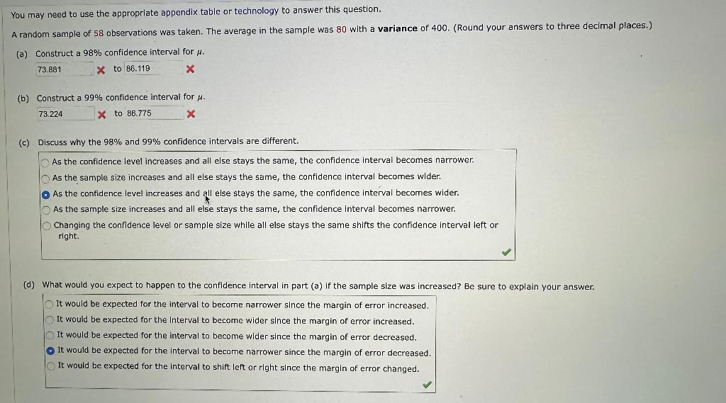 Solved (b) Construct a 99% confidence interval for μ. (c) | Chegg.com