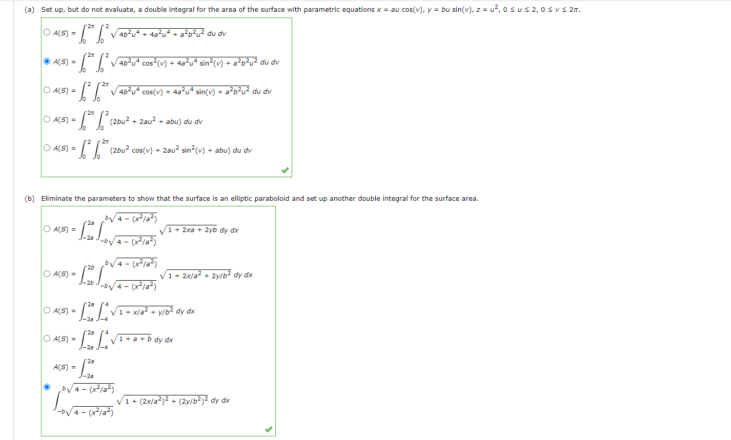 Solved (a) ﻿Set up, ﻿but do not evaluate, a double integral | Chegg.com