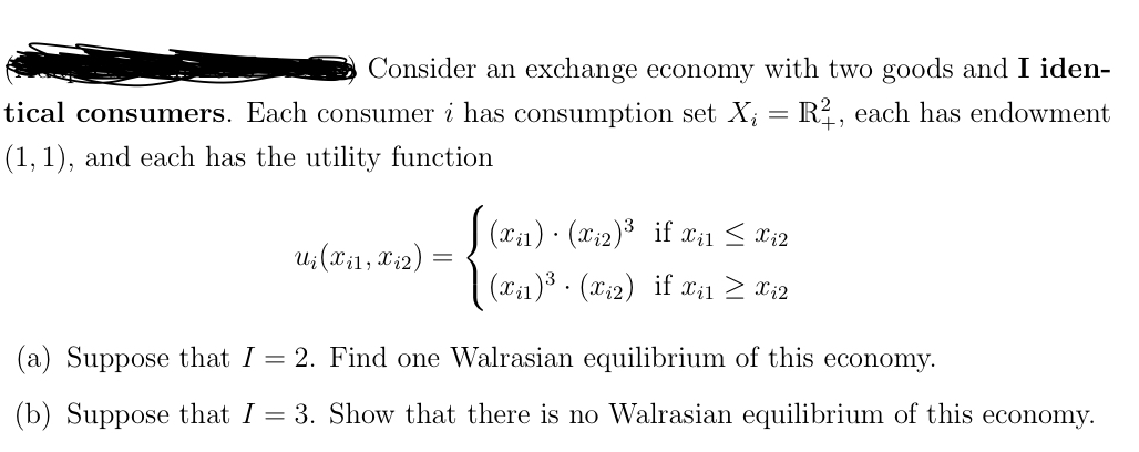 Solved Consider an exchange economy with two goods and I | Chegg.com
