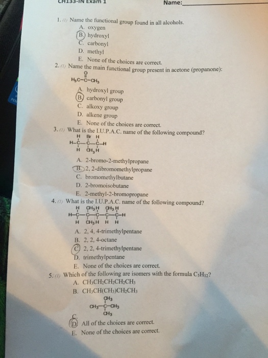 Solved Name The Functional Group Found In All Alcohols A