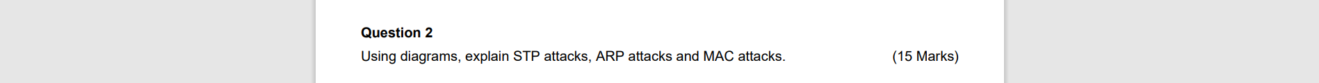 Solved Question 2 Using Diagrams Explain Stp Attacks Arp Chegg