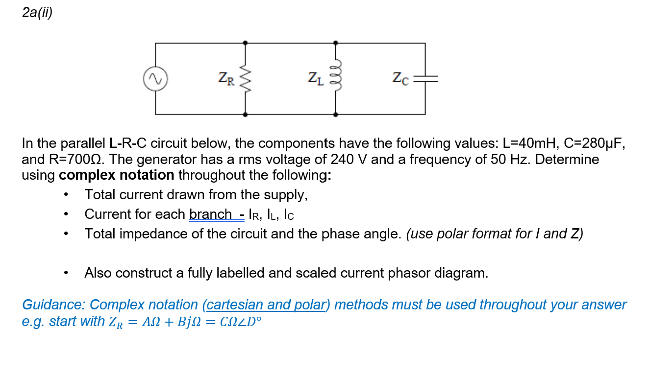 Solved In the parallel L-R-C circuit below, the components | Chegg.com