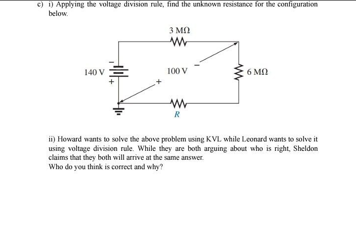 Solved c) i) Applying the voltage division rule, find the | Chegg.com