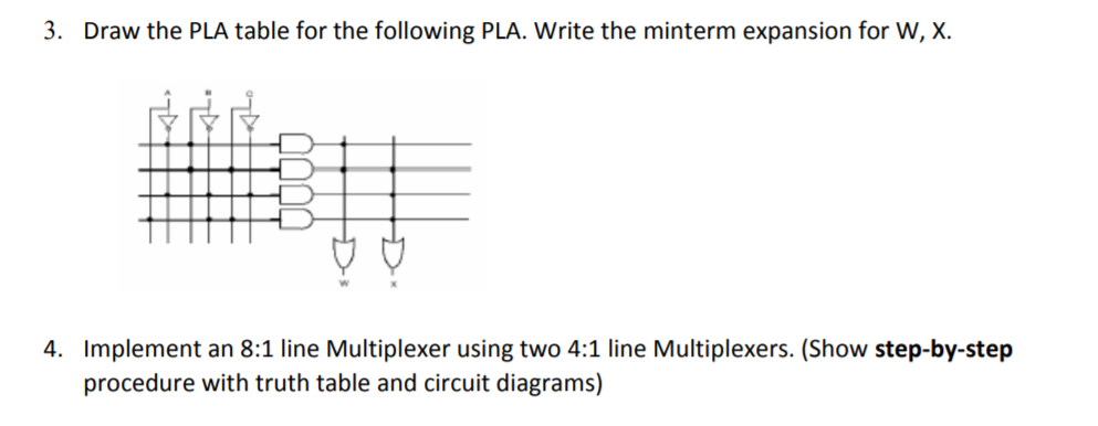 Solved 3. Draw the PLA table for the following PLA. Write | Chegg.com