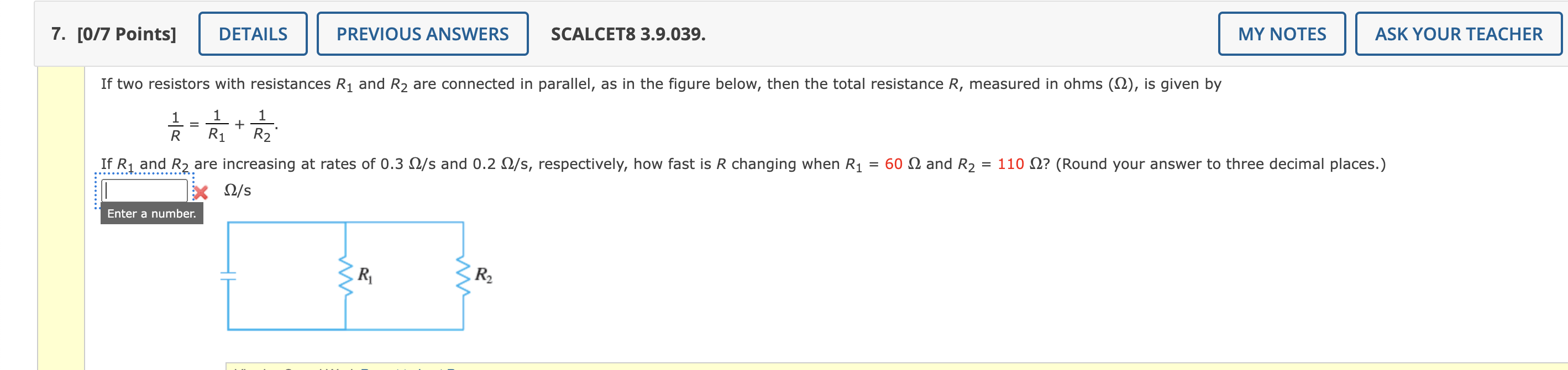 Solved R1=R11+R21 d R2 are increasing at rates of 0.3Ω/s and | Chegg.com