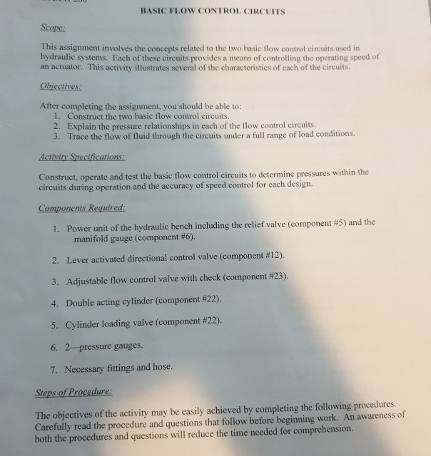 BASIC FLOW CONTROL CIRCUITS Scope: This assignment | Chegg.com