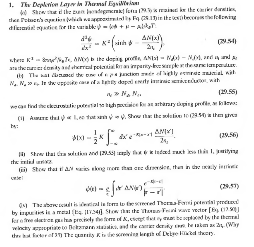 Solved 1. The Depletion Layer in Thermal Equilibrium Show | Chegg.com