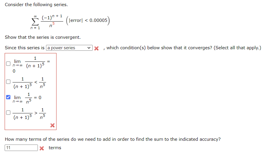 Solved Consider the following series. ∑n=1∞n5(−1)n+1( |error | Chegg.com