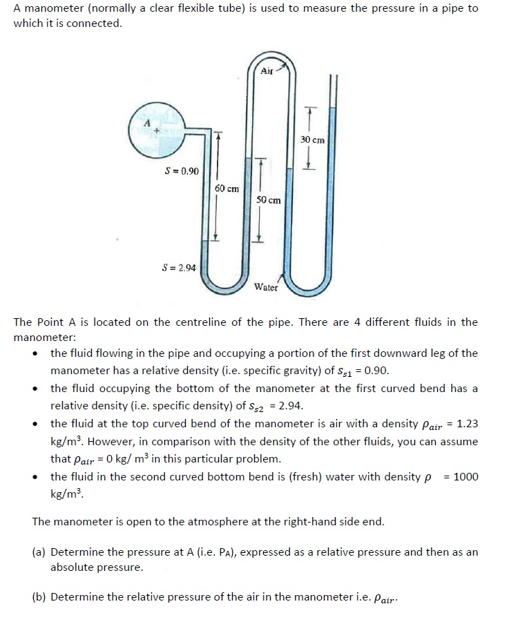 Solved A manometer (normally a clear flexible tube) is used | Chegg.com