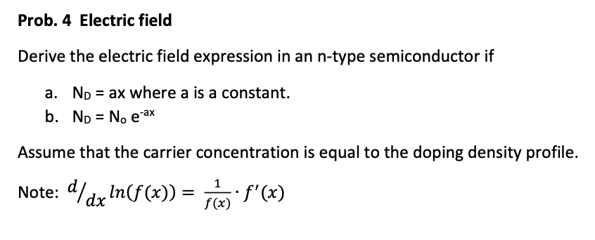 Solved Prob. 4 Electric field Derive the electric field | Chegg.com