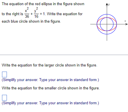 Solved The equation of the red ellipse in the figure shown | Chegg.com