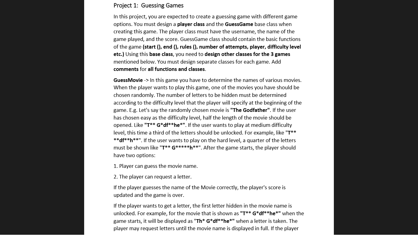 Solved Project 1: Guessing Games In this project, you are | Chegg.com