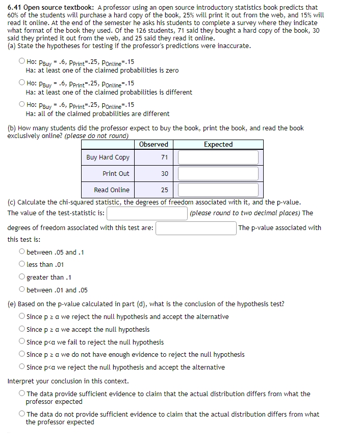 Solved 6.41 ﻿Open source textbook: A professor using an open | Chegg.com