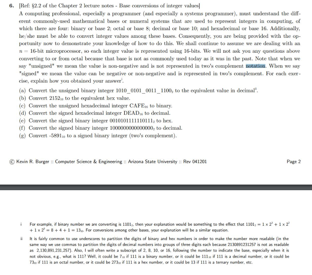 Solved 6. [Ref: $2.2 of the Chapter 2 lecture notes - Base | Chegg.com