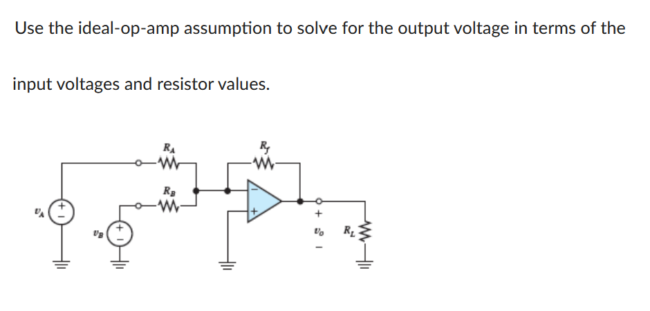 Solved Use the ideal-op-amp assumption to solve for the | Chegg.com