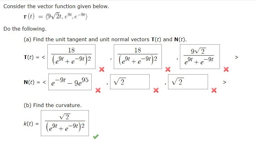 Solved Consider the vector function given below. r(t) = | Chegg.com