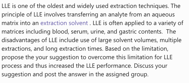 Solved Liquid-Liquid Extraction- Equipment study. LLE is | Chegg.com