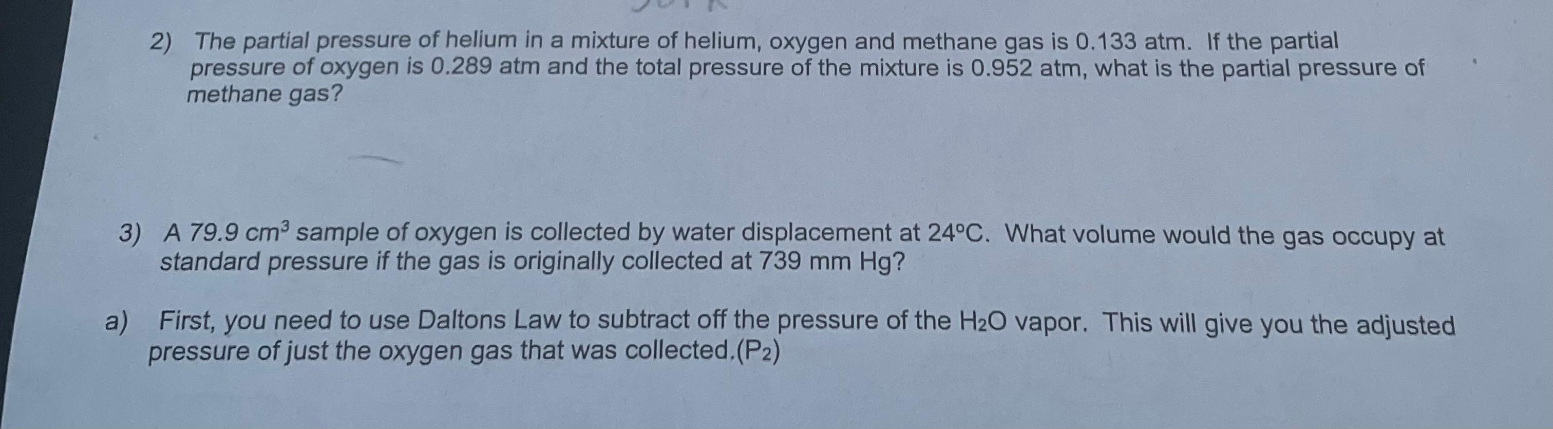 Solved 2) The partial pressure of helium in a mixture of | Chegg.com