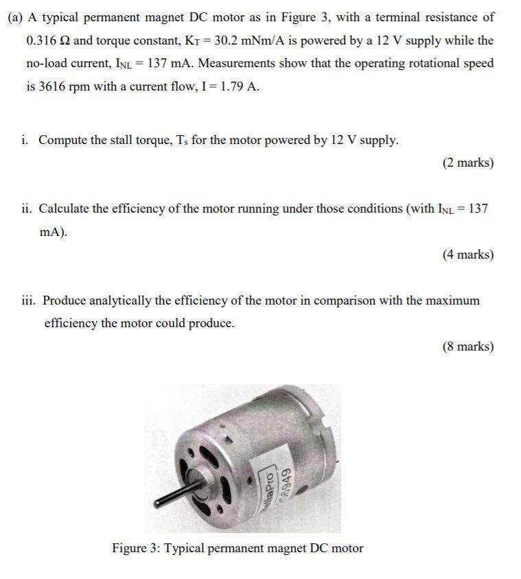 Solved (a) A typical permanent magnet DC motor as in Figure | Chegg.com