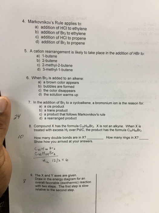 Solved Markovnikov's Rule applies to: a) addition of HCl to | Chegg.com