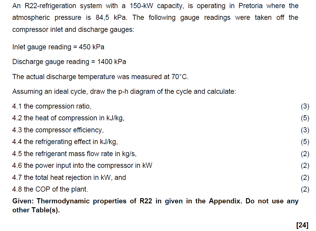 Solved Subject = Refrigeration and Air Conditioning Kindly | Chegg.com