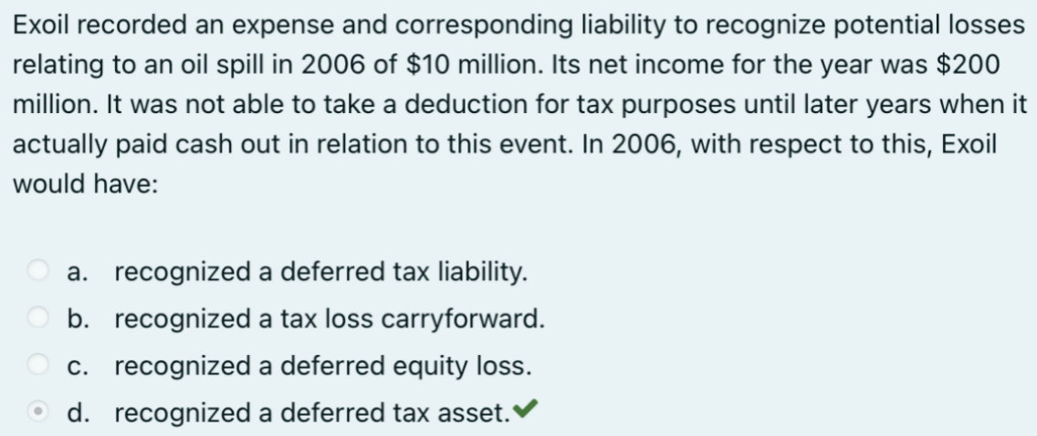 Solved Exoil recorded an expense and corresponding liability | Chegg.com