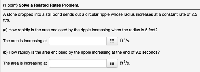 Solved (1 point) Solve a Related Rates Problem. A 11 foot | Chegg.com
