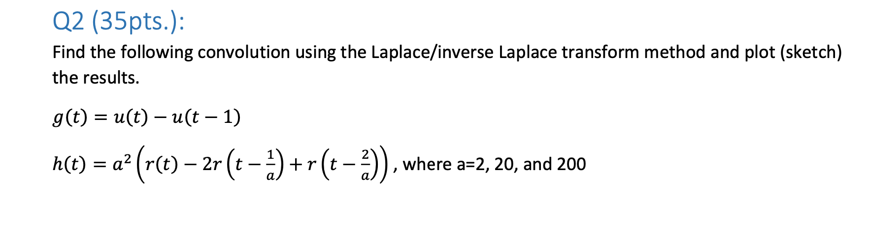 Solved Q2 (35pts.): Find the following convolution using the | Chegg.com