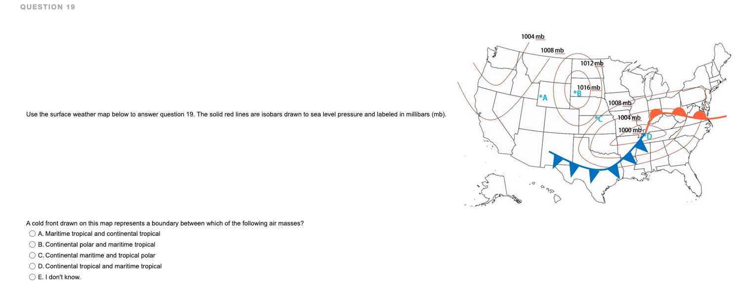 Solved Use the surface weather map below to answer questions | Chegg.com