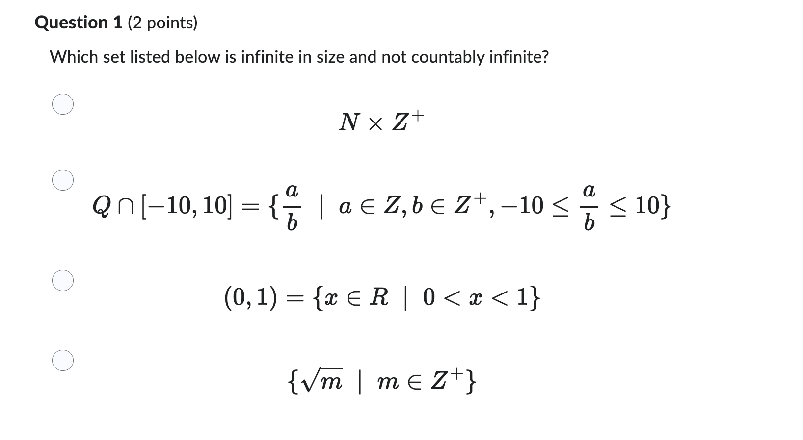 Solved Which set listed below is infinite in size and not | Chegg.com