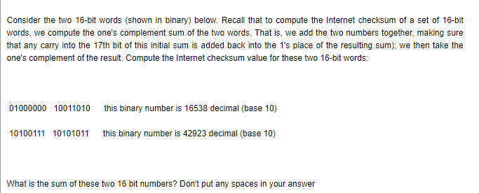 Solved Consider the two 16-bit words (shown in binary) | Chegg.com