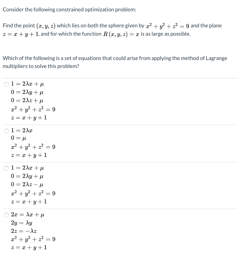 Solved Consider the following constrained optimization | Chegg.com