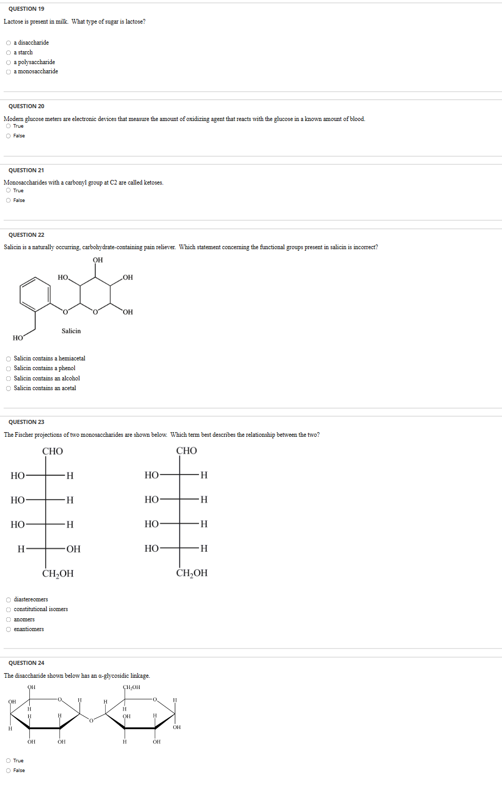 Solved QUESTION 19 Lactose is present in milk. What type of | Chegg.com