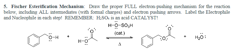 5. Fischer Esterification Mechanism: Draw the proper | Chegg.com