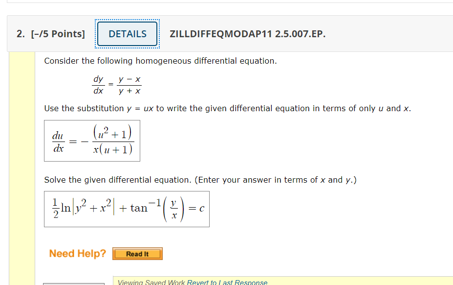 Solved 2. [-15 Points] DETAILS ZILLDIFFEQMODAP11 2.5.007.EP. | Chegg.com