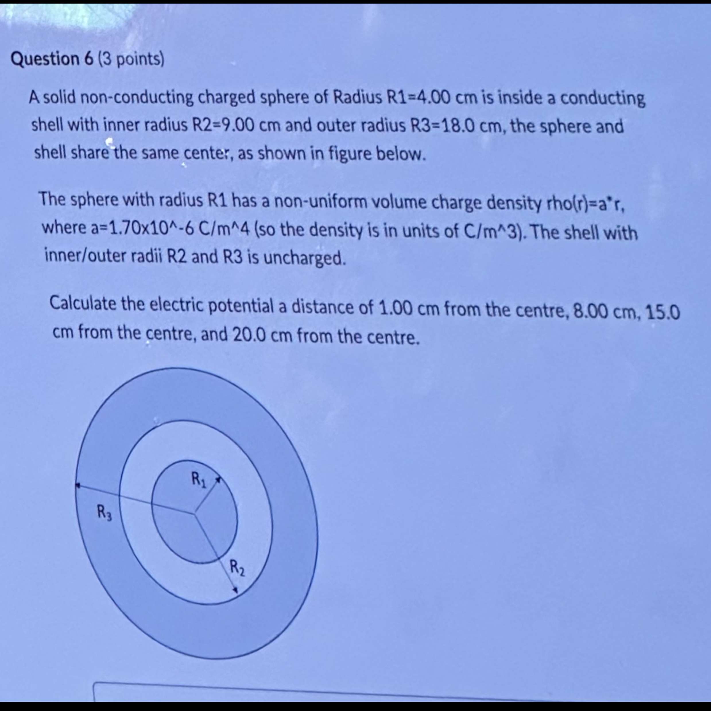 Solved Question 6 (3 ﻿points)A solid non-conducting charged | Chegg.com