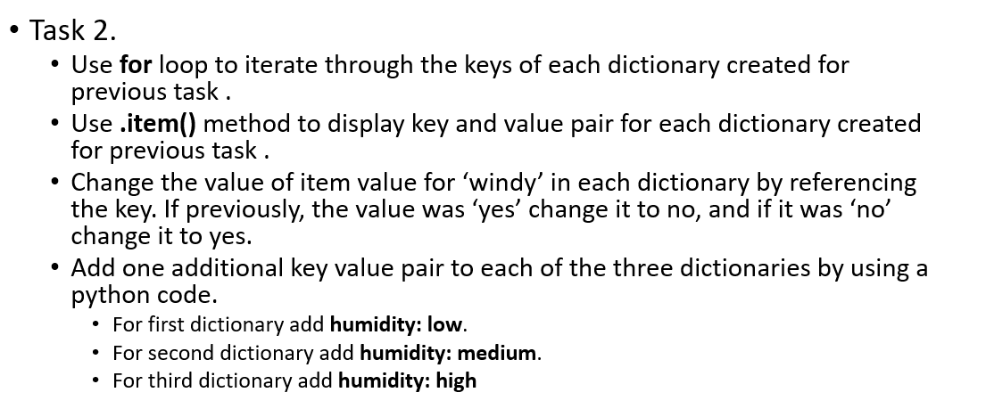 Solved Task 1: Create following dictionary named: | Chegg.com