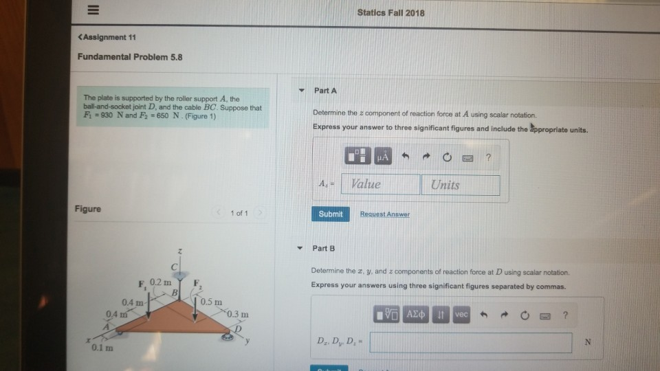 Solved Statics Fall 2018 Assignment 11 Fundamental Problem | Chegg.com
