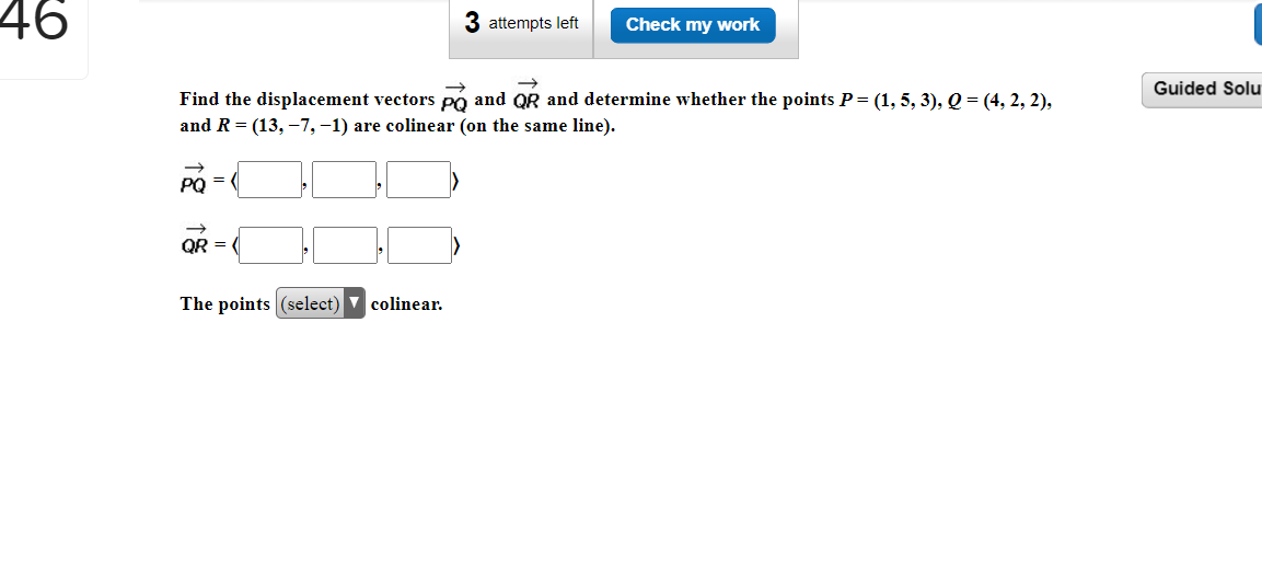 Solved Find the displacement vectors PQ and QR and determine | Chegg.com