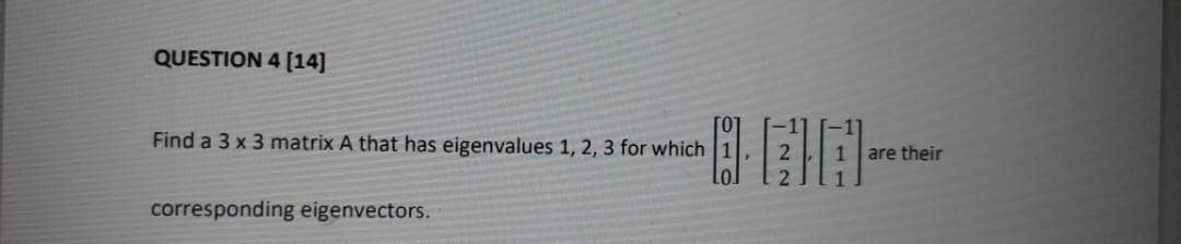 Solved Find a 3×3 matrix A that has eigenvalues 1,2,3 for | Chegg.com