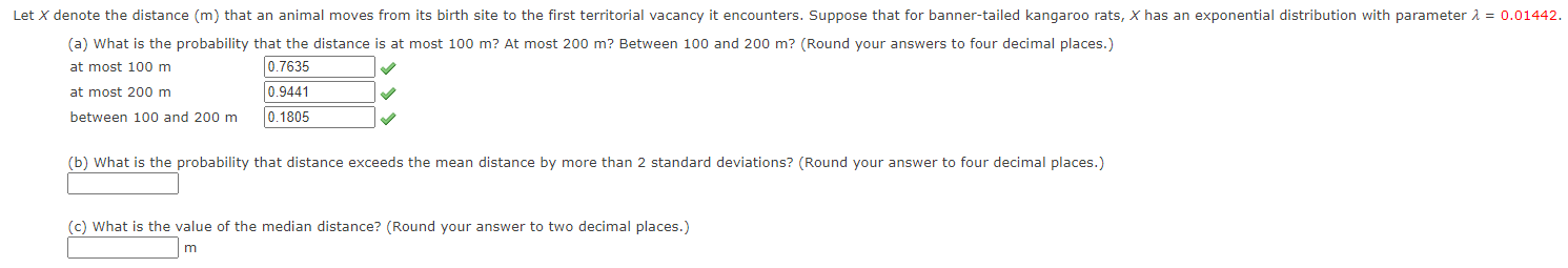 Solved (a) What is the probability that the distance is at | Chegg.com