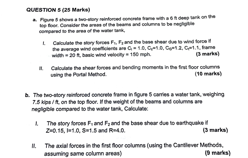 Solved QUESTION 5 (25 Marks) a. Figure 5 shows a two-story | Chegg.com